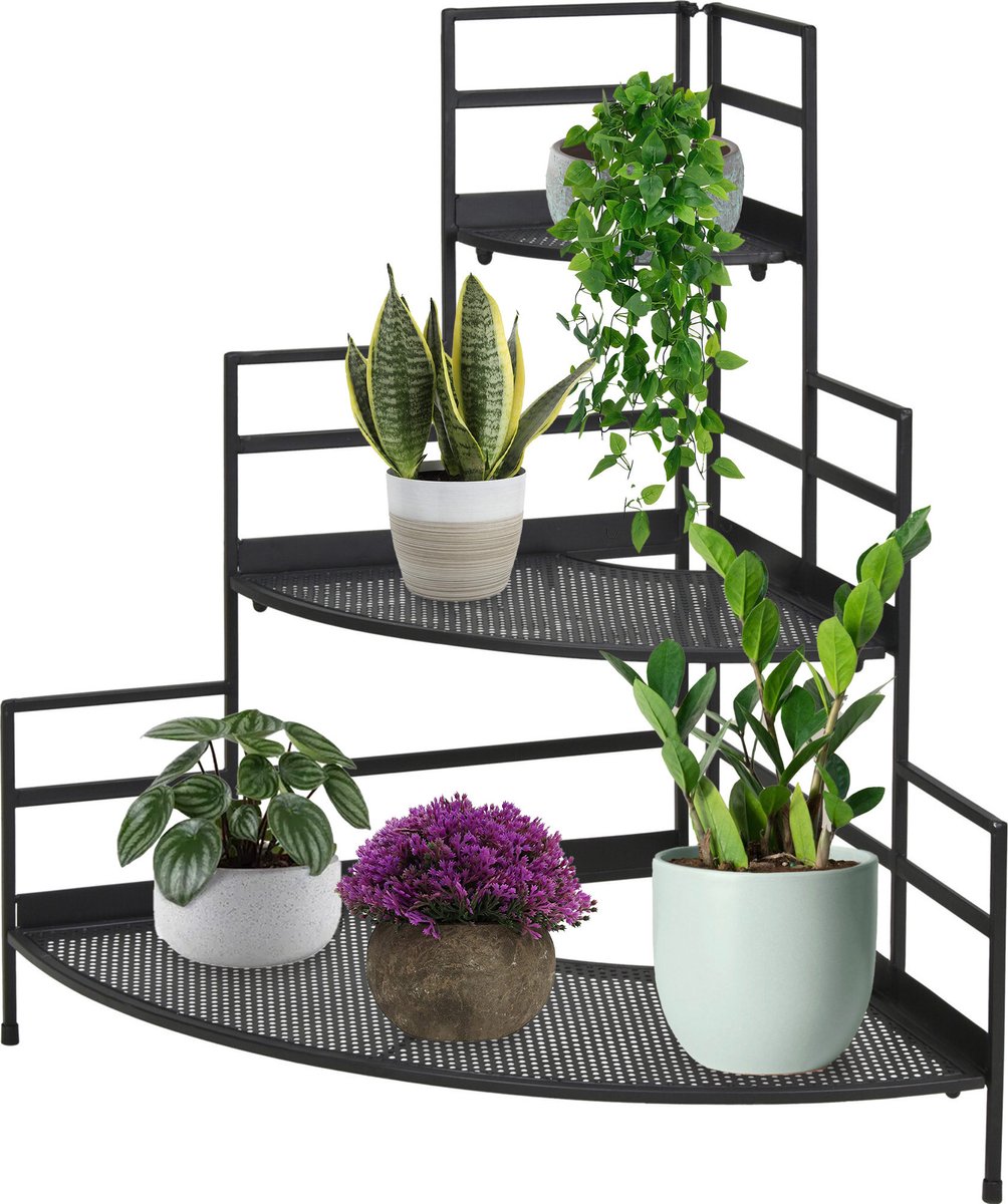 Pro Garden Plantenrek/plantentafel - zwart - metaal - 84 x 60 x 84 cm ...