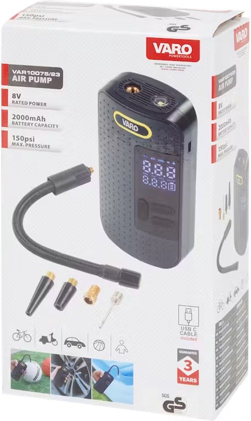 VARO - Pompe électrique - Compresseur d'air portable - Petite pompe à ...