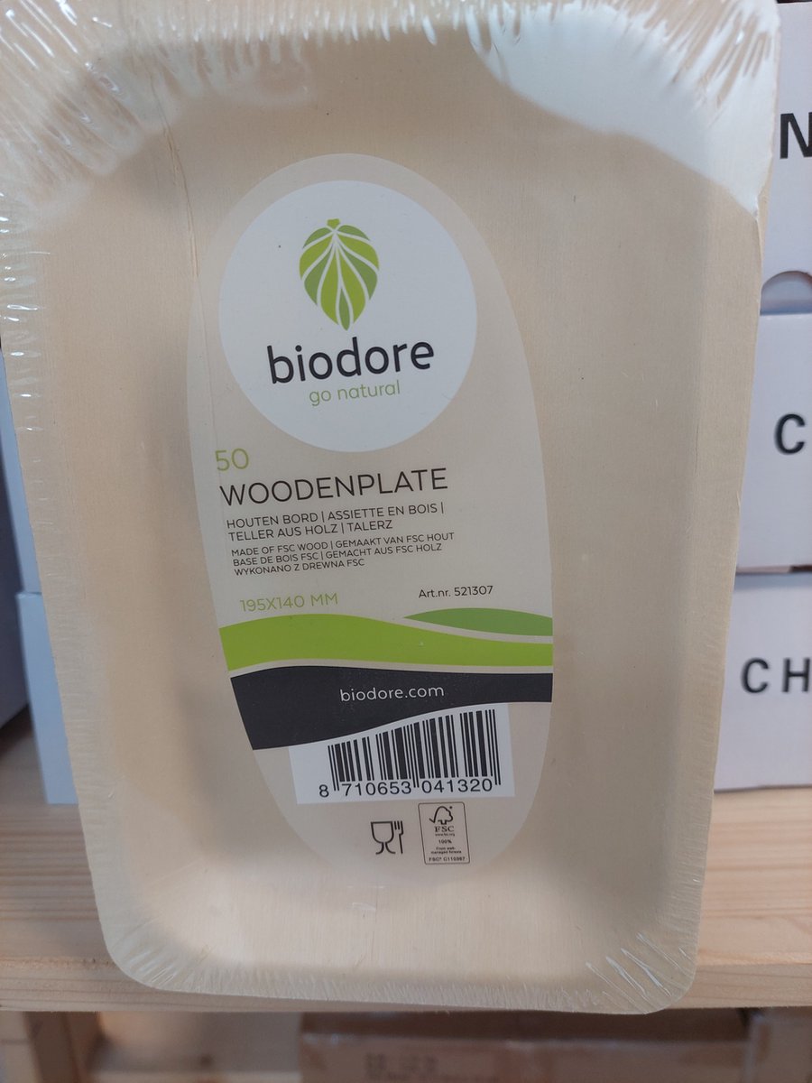 Biodore wooden plate 19 x 14 cm...50 stuks | bol