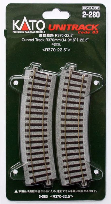 H0 Kato Unitrack 2-280 Gebogen rails 4 stuk(s) | bol