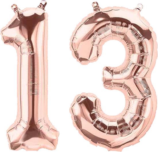 Folieballon Cijfer 13 Rose Gold - 86 cm | bol