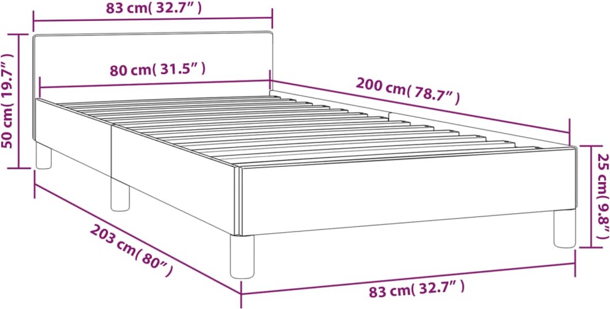 vidaXL-Bedframe-met-hoofdeinde-fluweel-zwart-80x200-cm | bol
