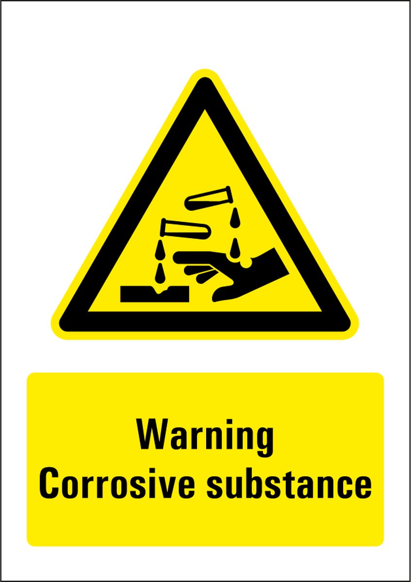 Warning corrosive substance sticker 148 x 210 mm | bol