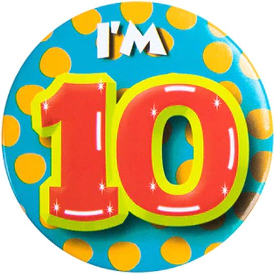 Button 10 Jaar - Button met speld (55mm) - Leeftijd badge - 10 Jaar ...