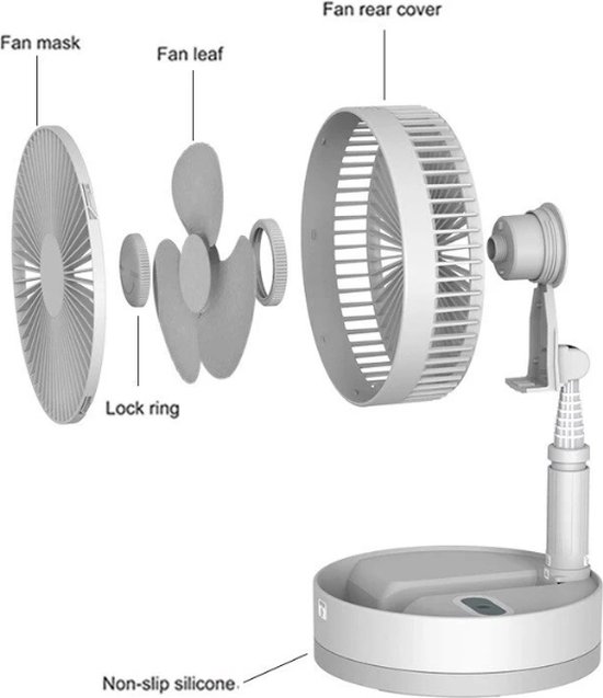 Telescopische Ventilator - Inklapbare Staande Ventilator - 7200 mAh ...