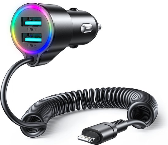 Joyroom Autolader Oplader Lightning & USB-A Snellader - 17W (1.5m ...