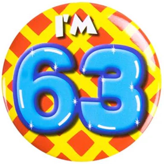 Button 63 Jaar - Button met speld (55mm) - Leeftijd badge - 63 Jaar ...