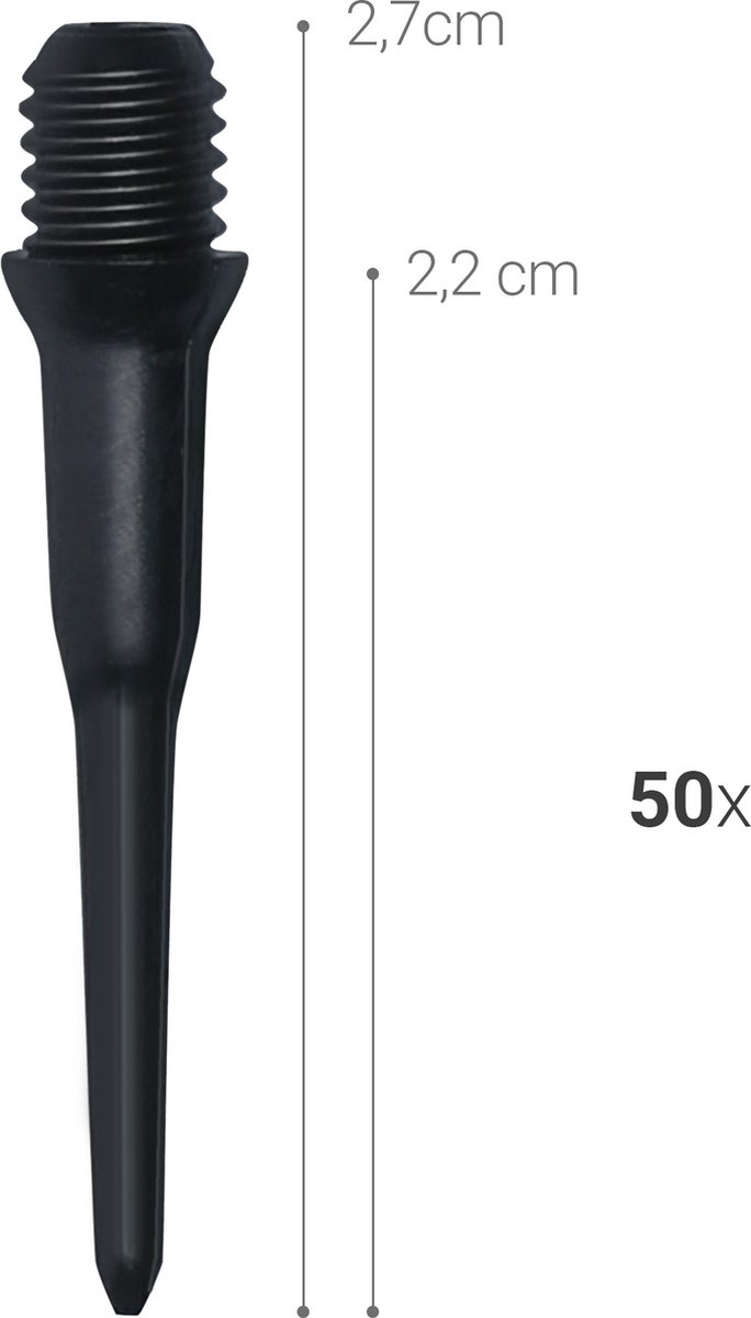 kwmobile 50x dart points van kunststof - Set van 50 dartpunten 2BA - 22mm lengte -... | bol