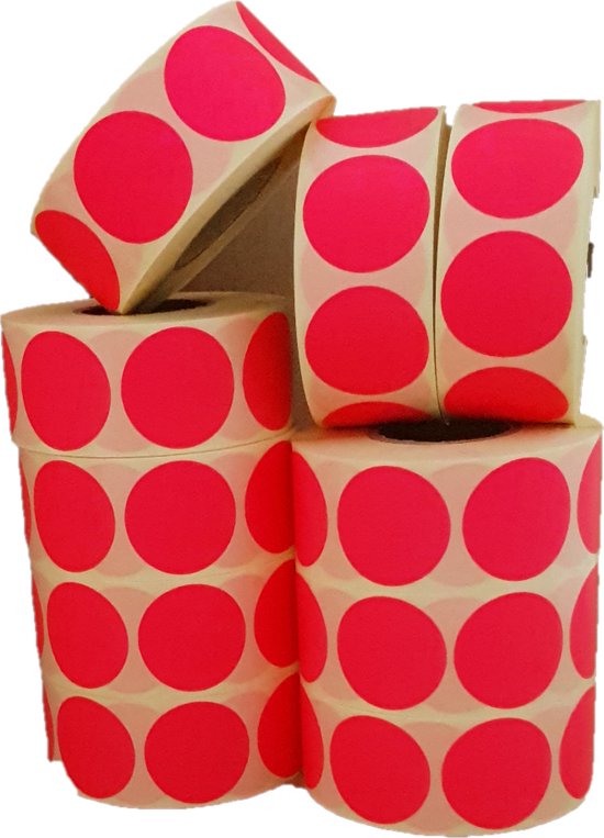 Sticker Set - "Roze Fluor" - 10 Rollen - 1000 Stuks per rol - Etiketten ...