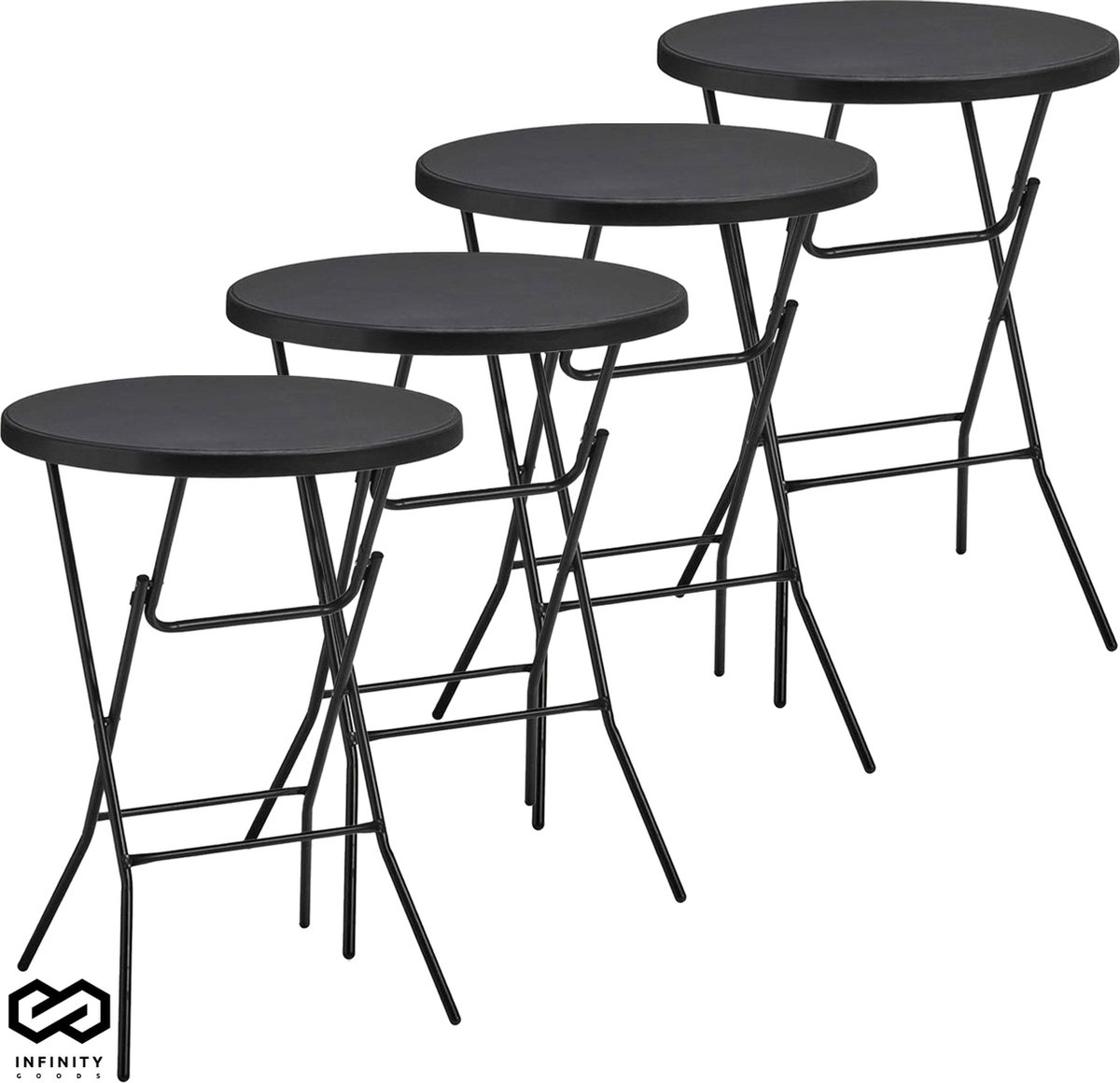 Infinity Goods 4x Stevige Zwarte Statafels - Partytafel - Robuust en Weersbestendig -... | bol.com