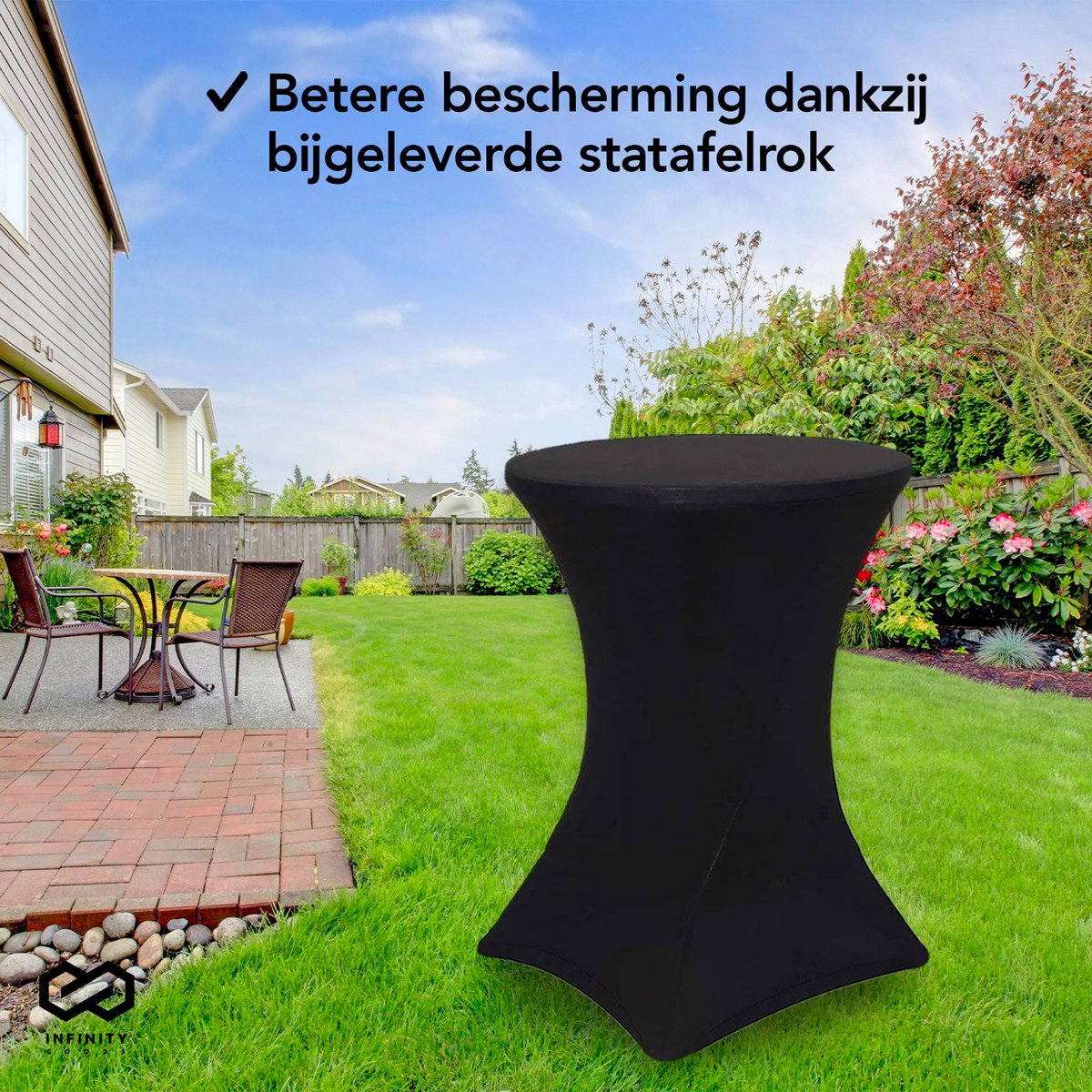 Infinity Goods Stevige Zwarte Statafel Incl. Zwarte Statafelrok - Partytafel - Robuust... | bol.com