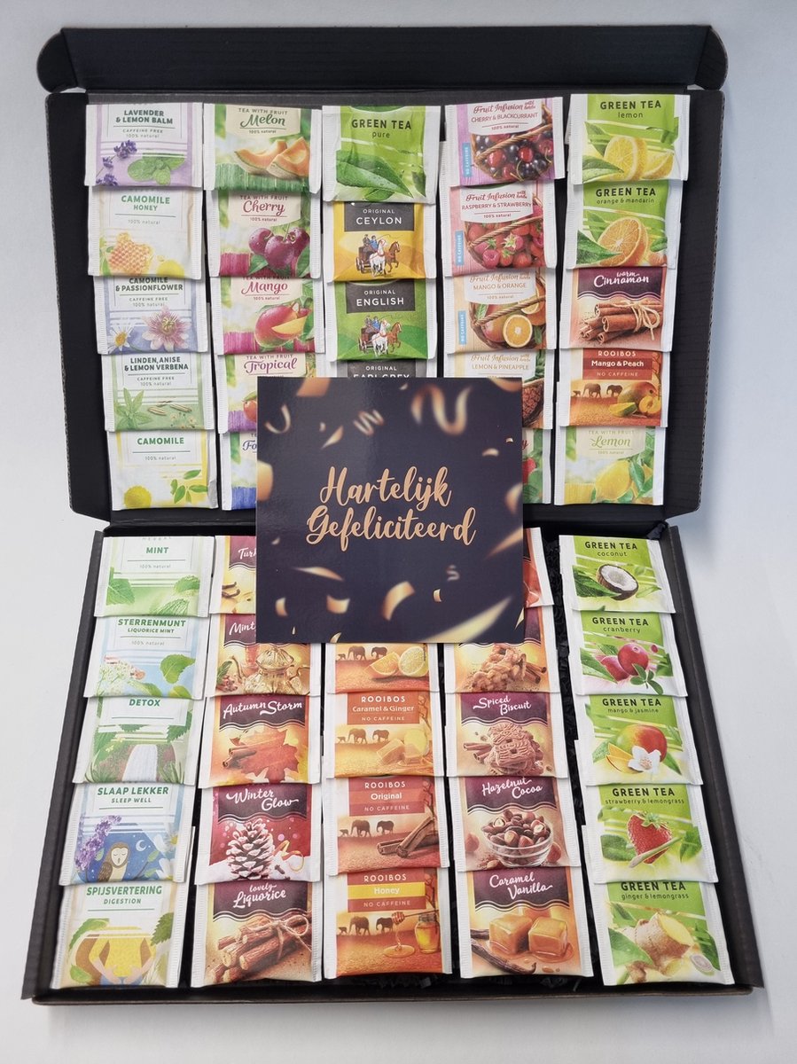 Thee Proeverij Pakket | Theepakket met 50 verschillende theesmaken met ...