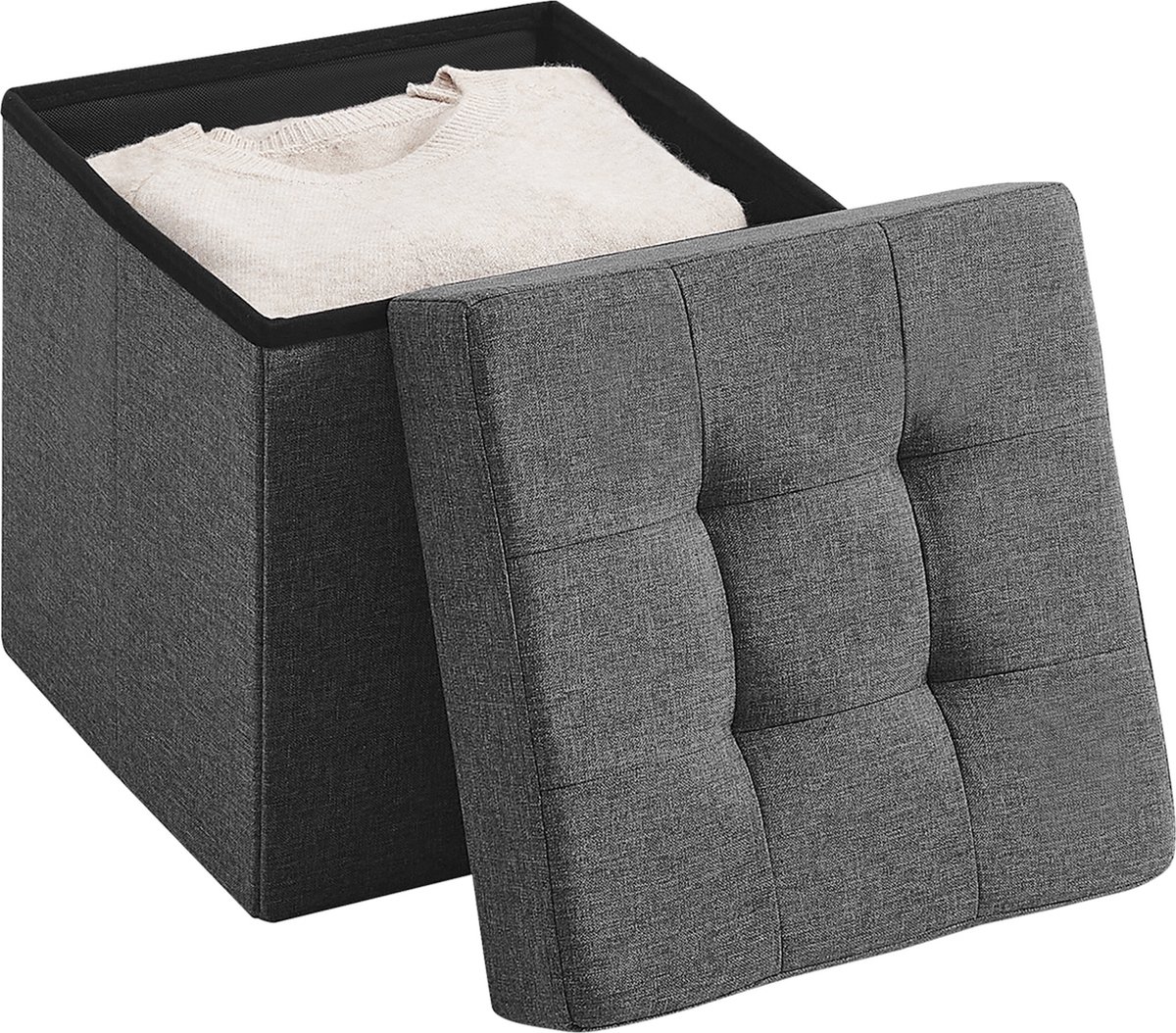 ACAZA Opvouwbare Opberg Poef - Hocker Met Opbergruimte - Opbergbox ...