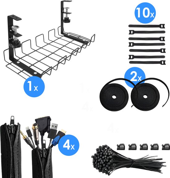 Kabel management set XL - 137 pcs - Inclusief cable management tray ...