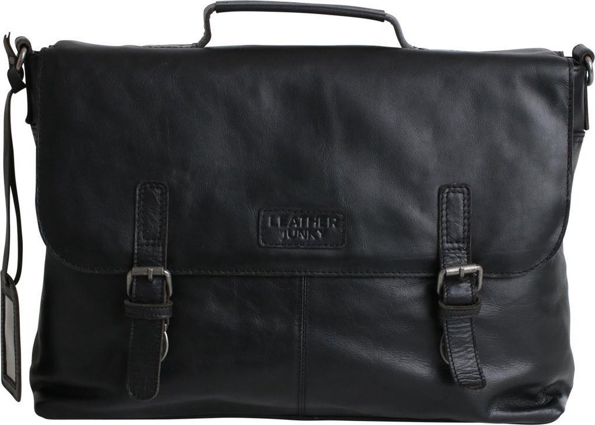 Leather Junky laptop tas - The Bookmaker Bag - Zwart - Leer | bol.com