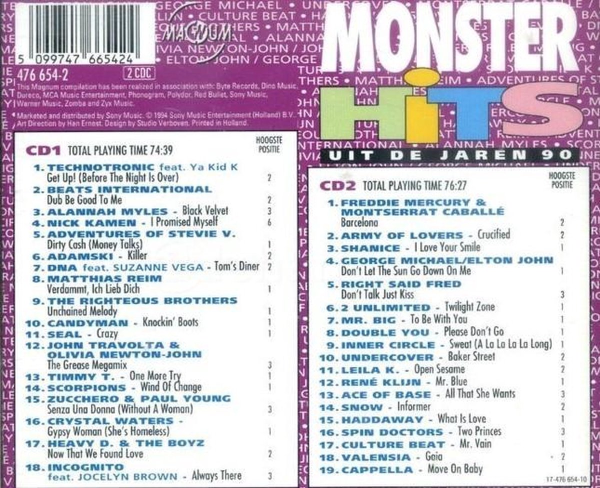 Monster hits uit de jaren 90, Onbekend | CD (album) | Muziek | bol.