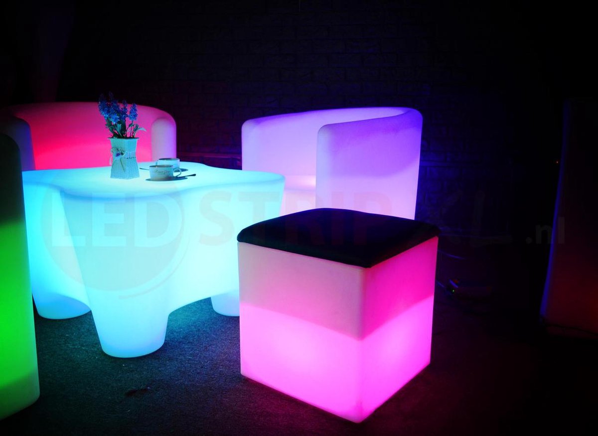 LED kubus met opbergruimte en kussen 40CM decoratie verlichting met ...