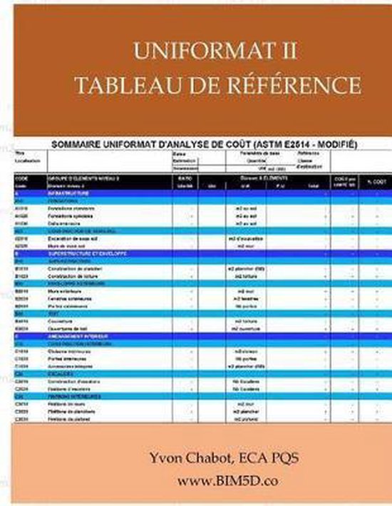 Uniformat II - Tableau de Reference | 9781517011079 | Yvon Chabot ...