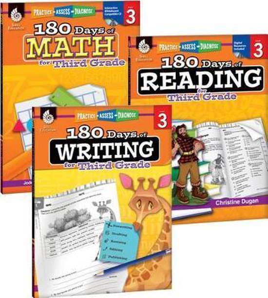 180 Days of Reading, Writing and Math for Third Grade 3-Book Set ...