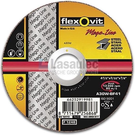 Doorslijpschijf MegaLine A30W-BF41 230x2,5x22 Staal | bol