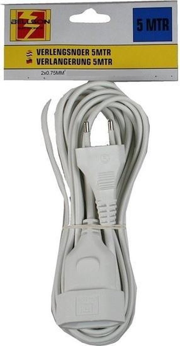 1x Verlengsnoer/kabel plat 5 meter wit voor binnen - Verlengsnoeren ...
