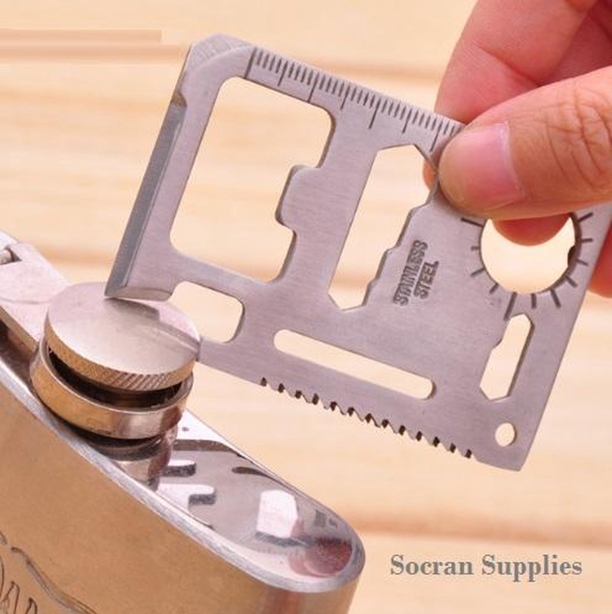 Socran - 11 in 1 multi gereedschap creditcard, camping pocket tool | bol