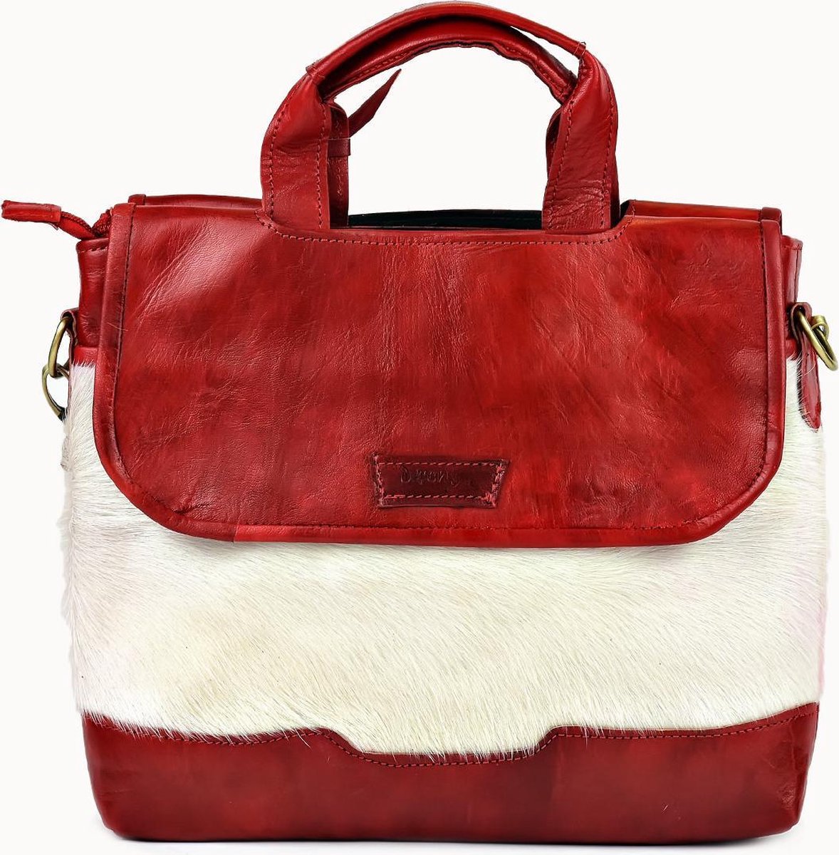 bol.com | Leren Damestas ‘Rana Mini' (rood) leer, koeienvacht