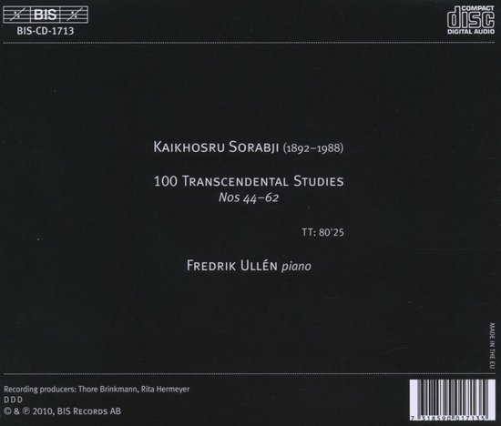 Sorabji100 Transcendental Studies, Fredrik Ullen | CD (album) | Muziek ...