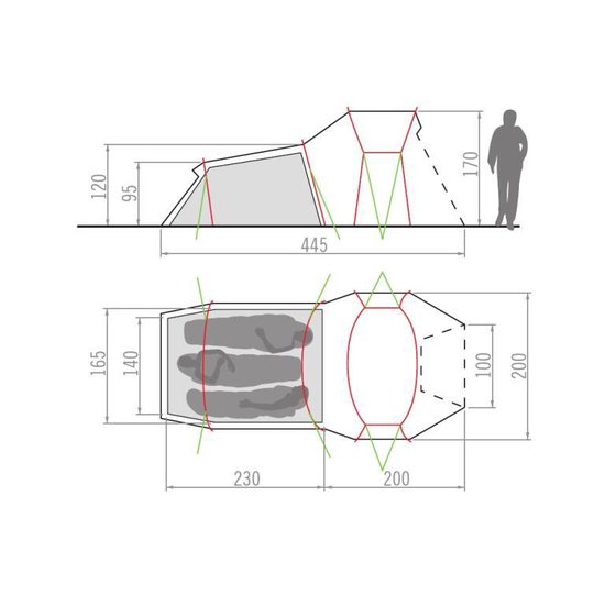 VAUDE Chapel L 3P tent groen | bol.com