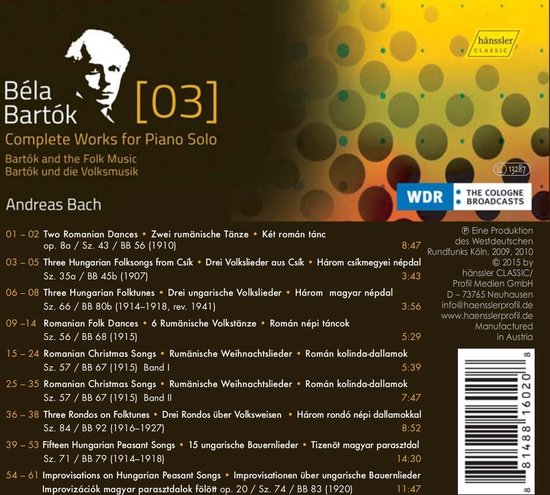 Andreas Bach - Bartok: Complete Works For Piano Solo (CD), Andreas Bach ...