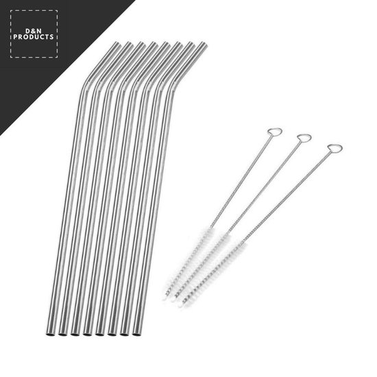 D&N Products - Premium Metalen/RVS Gebogen Drink rietje (Zilver ...