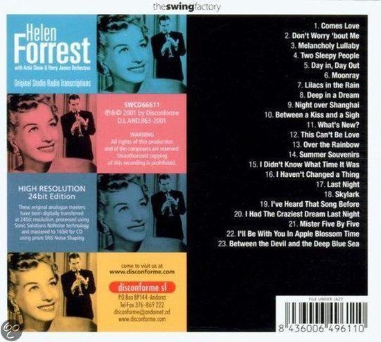 Original Studio Radio Transcriptions, Helen Forrest | CD (album ...