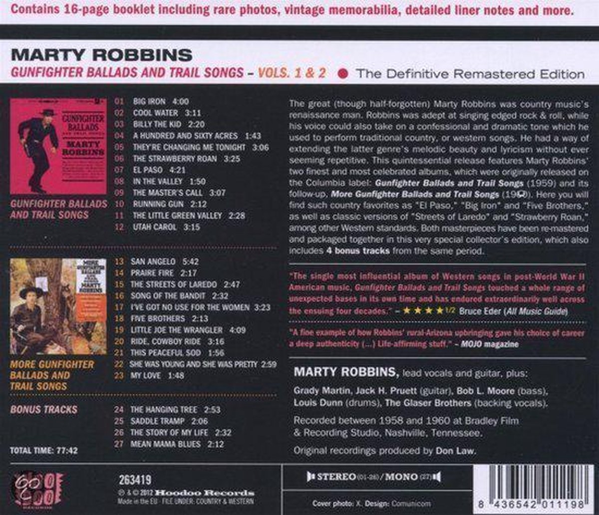 Gunfighter Ballads And Trail Songs - Vols. 1 & 2, Marty Robbins | CD ...