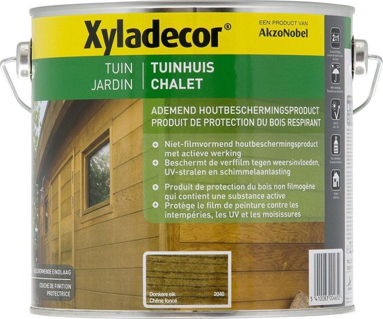Xyladecor Tuinhuis - Houtbeits - Mat - Donkere Eik - 2.5L | bol.com