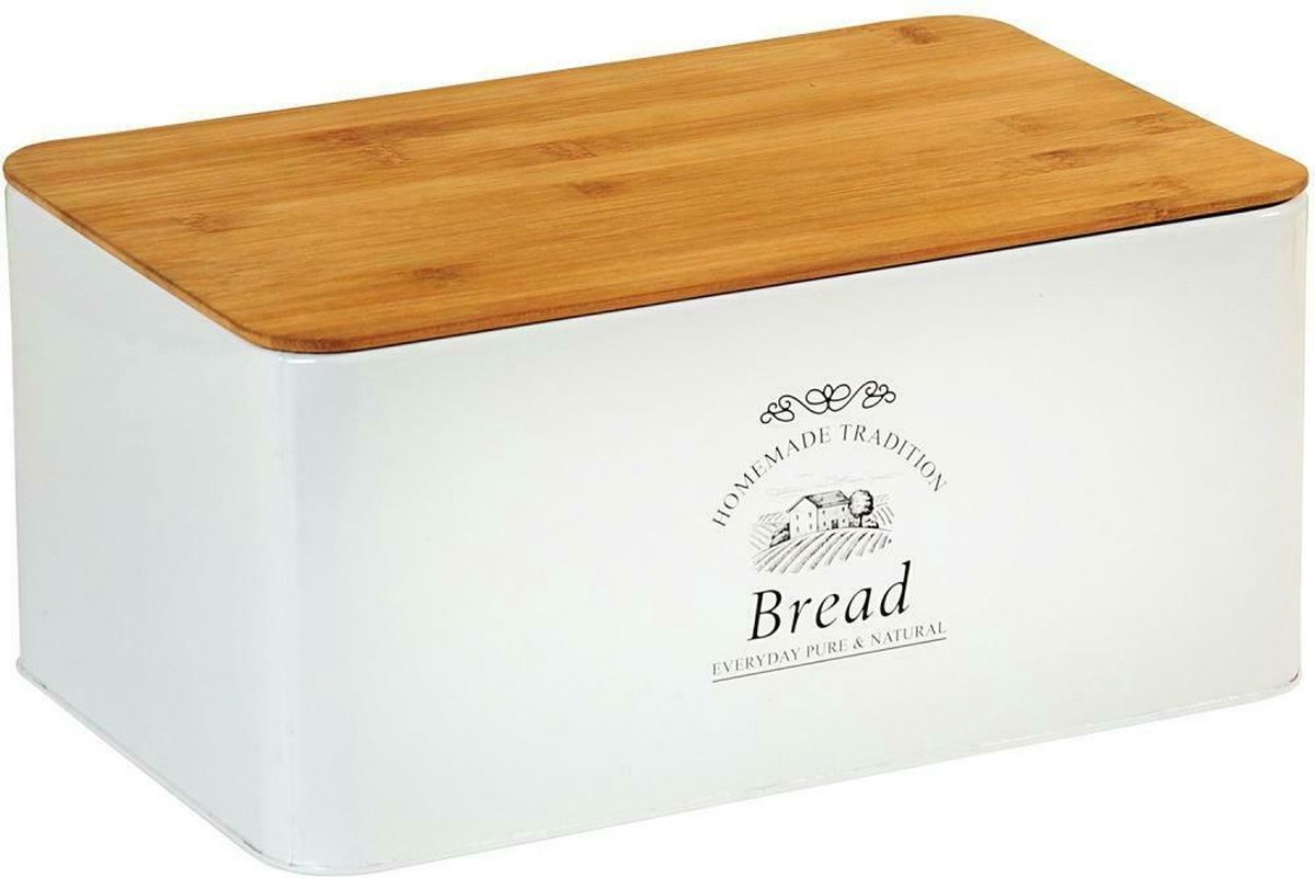 Metalen Broodtrommel - Met FSC Houten Bamboe Brood Snijplank ...