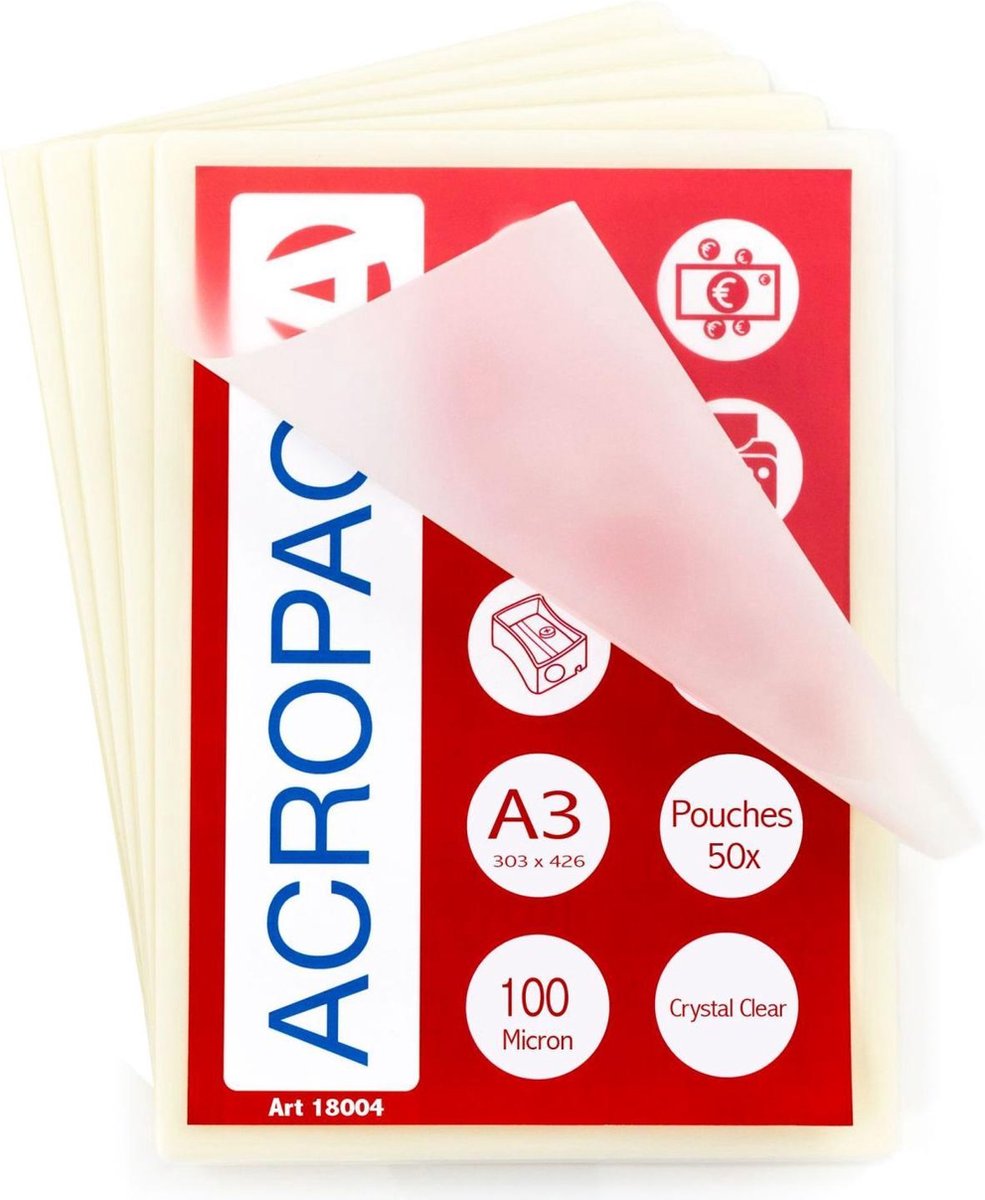 ACROPAQ Lamineerhoezen A3 - Transparant - 100 micron - 50 stuks | bol.com