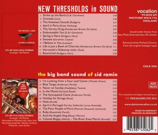 New Tresholds In Sound & The Big Band Sound Of Sid, Sid Ramin | CD ...