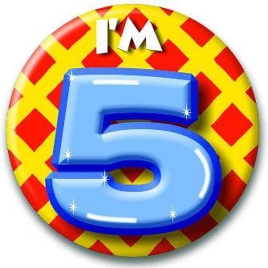 Verjaardags button I am 5 | bol.com