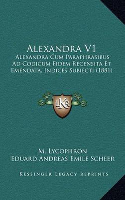 Alexandra V1, Lycophron | 9781168393548 | Boeken | bol