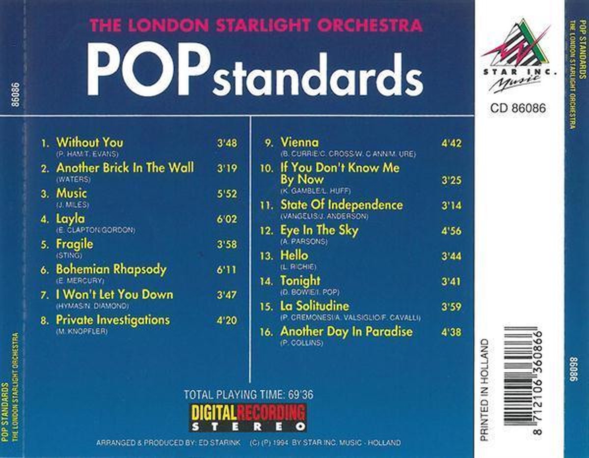 Pop Standards, London Starlight Orchestra | CD (album) | Muziek | bol.com