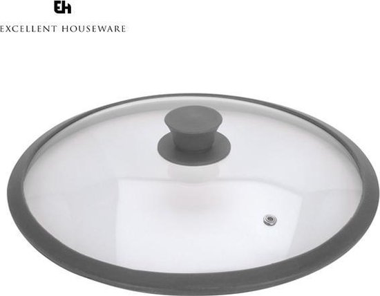 Glazen anti-spatdeksel - Spatdeksel - Glazen deksel - 28 cm. | Grijs | bol.com