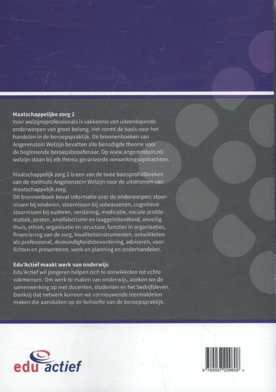 Angerenstein Welzijn - Maatschappelijk zorg 2 | 9789037229608 | V. Dalm ...