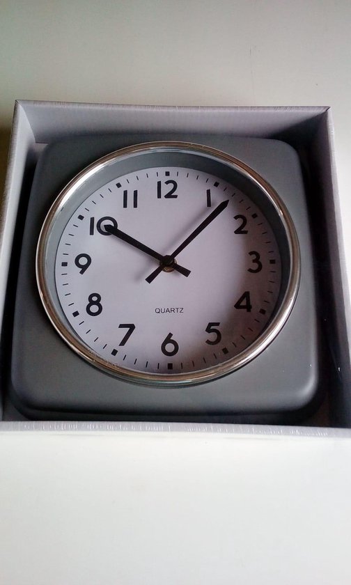 Wall Clock - Gray - Square Rounded Corners - 23x23cm | bol.com