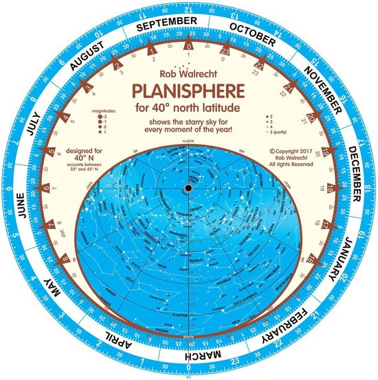Planisphere for 40 Degrees North Latitude, Rob Walrecht | 9789080149656 ...