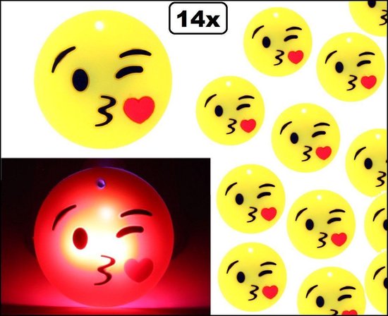 14x Smiley kusje pin met licht | bol.com