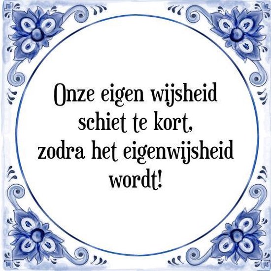 Tegeltje met Spreuk (Tegeltjeswijsheid): Onze eigen wijsheid schiet ...