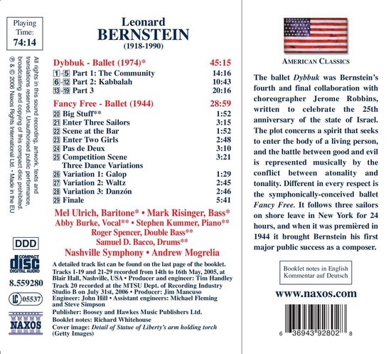 Nashville Symphony Orchestra - Bernstein: Dybbuk/Fancy Free (CD ...