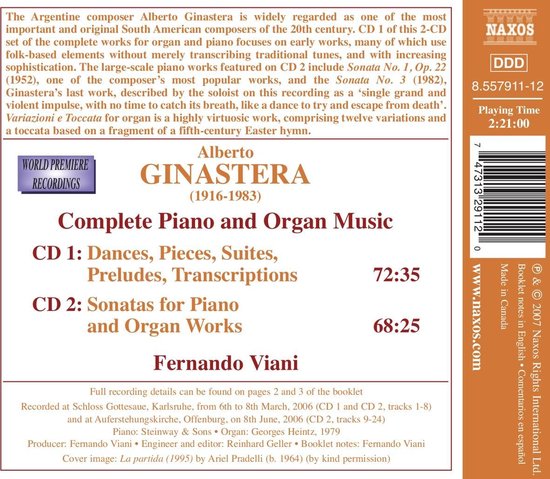 Fernando Viani - Complete Piano & Organ Music (2 CD), Fernando Viani | Muziek | bol