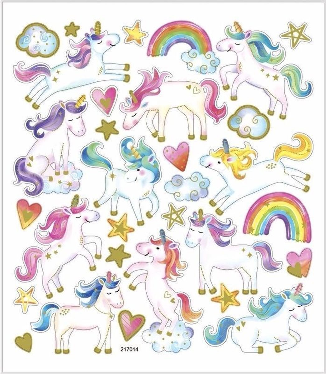2x stickervel eenhoorn - 15 x 16,5 cm - eenhoorn stickers | bol.com
