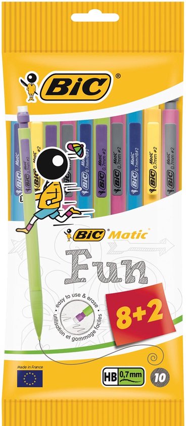 9x Bic vulpotlood Matic 0,7mm fun kleuren, ophangzakje met 8 + 2 gratis | bol.com